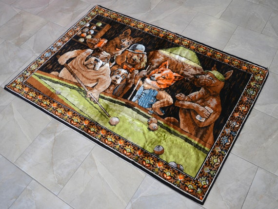 Dogs Playing Pool Tapestry
