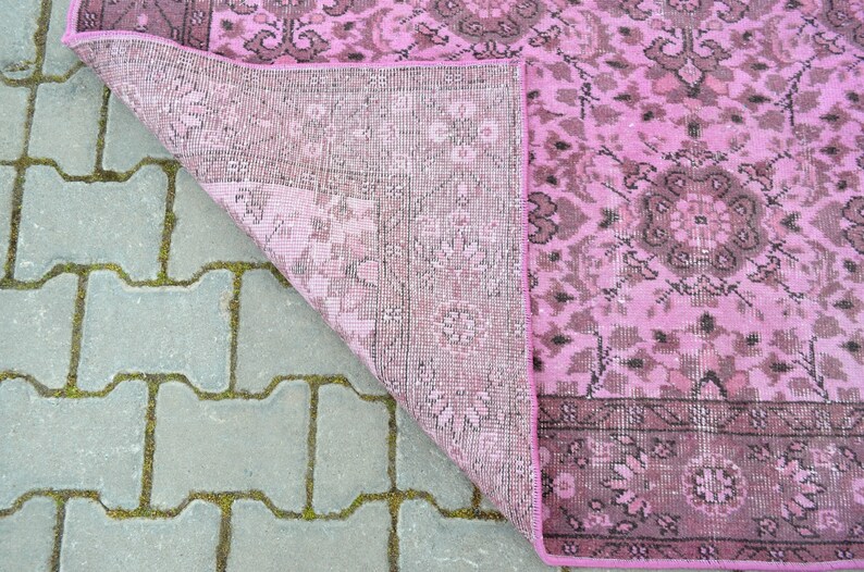 6x10 Ft OVERDYED PINK Rug Hand Made Vintage Floral Wool Rug - Etsy