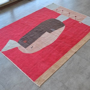 Paul Klee Clown Painting Inspired Silk Hand Woven Area Rug Wall Rug Art ...