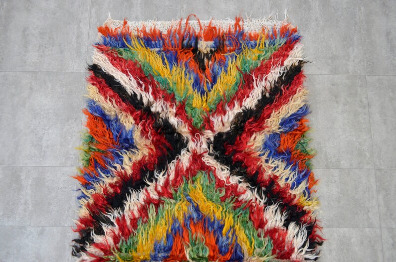 4x8 Ft Hand Made Shaggy Rug. Mohair Wool Made Short Runner Rug ...