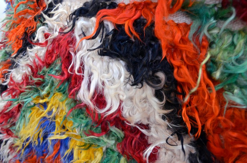 4x8 Ft Hand Made Shaggy Rug. Mohair Wool Made Short Runner Rug ...