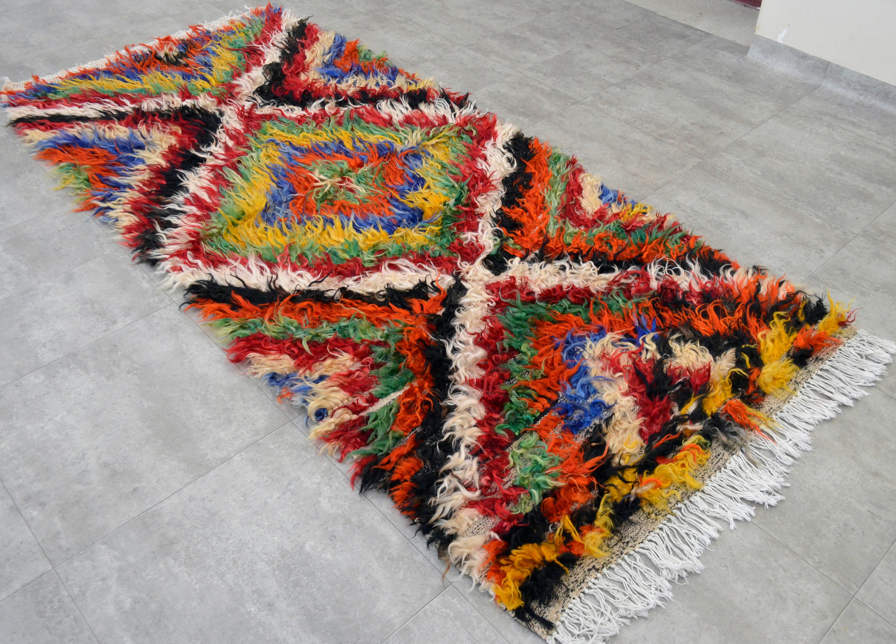 4x8 Ft Hand Made Shaggy Rug. Mohair Wool Made Short Runner Rug ...