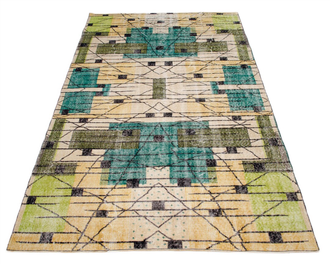 5x9 Rugs Colorful Zeki Muren Design Rug Vintage Hand Knotted Rug, Room ...