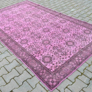 6x10 Ft OVERDYED PINK Rug Hand Made Vintage Floral Wool Rug - Etsy