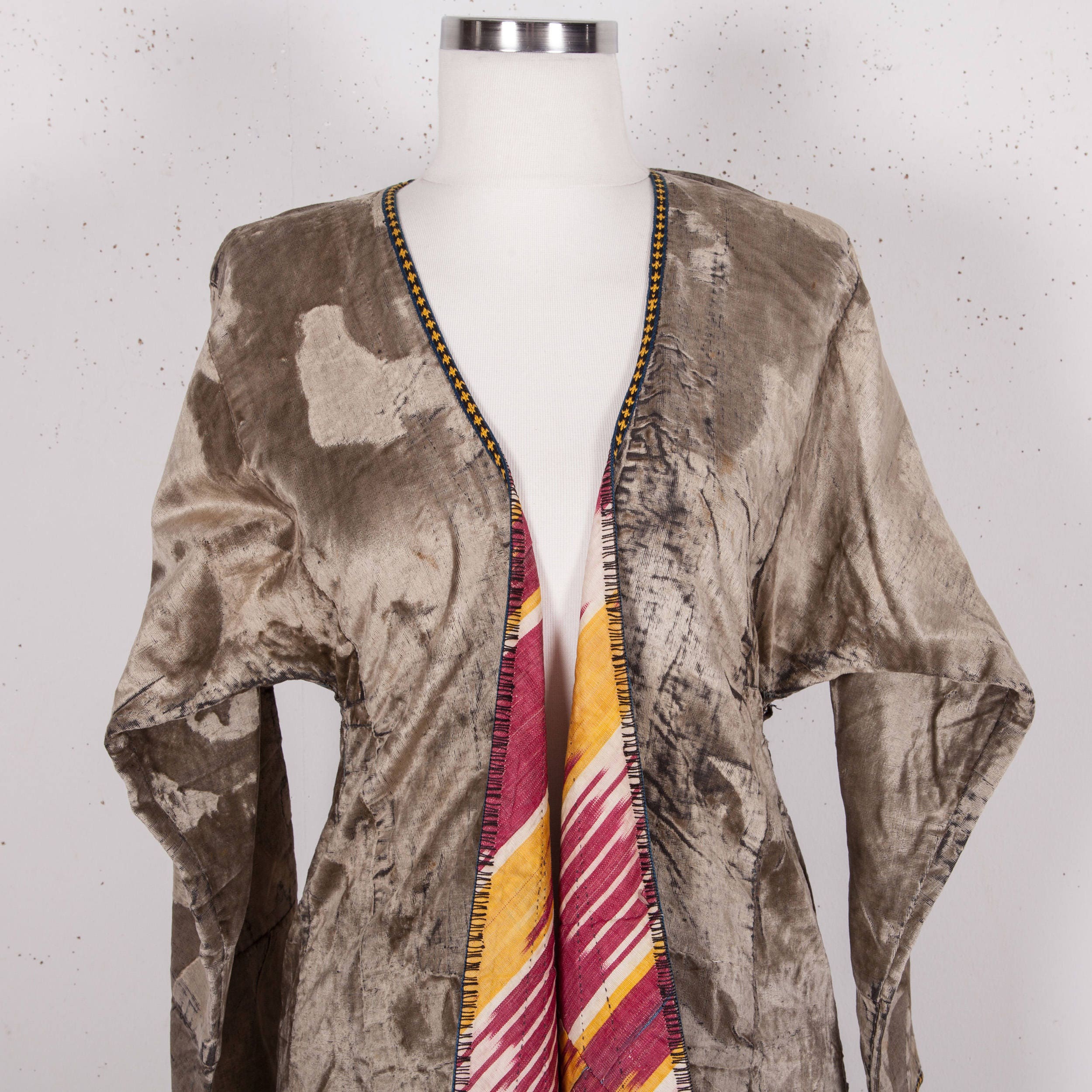 Antique Silver Gray Velvet Chapan With a Wonderful 19th C Printed ...
