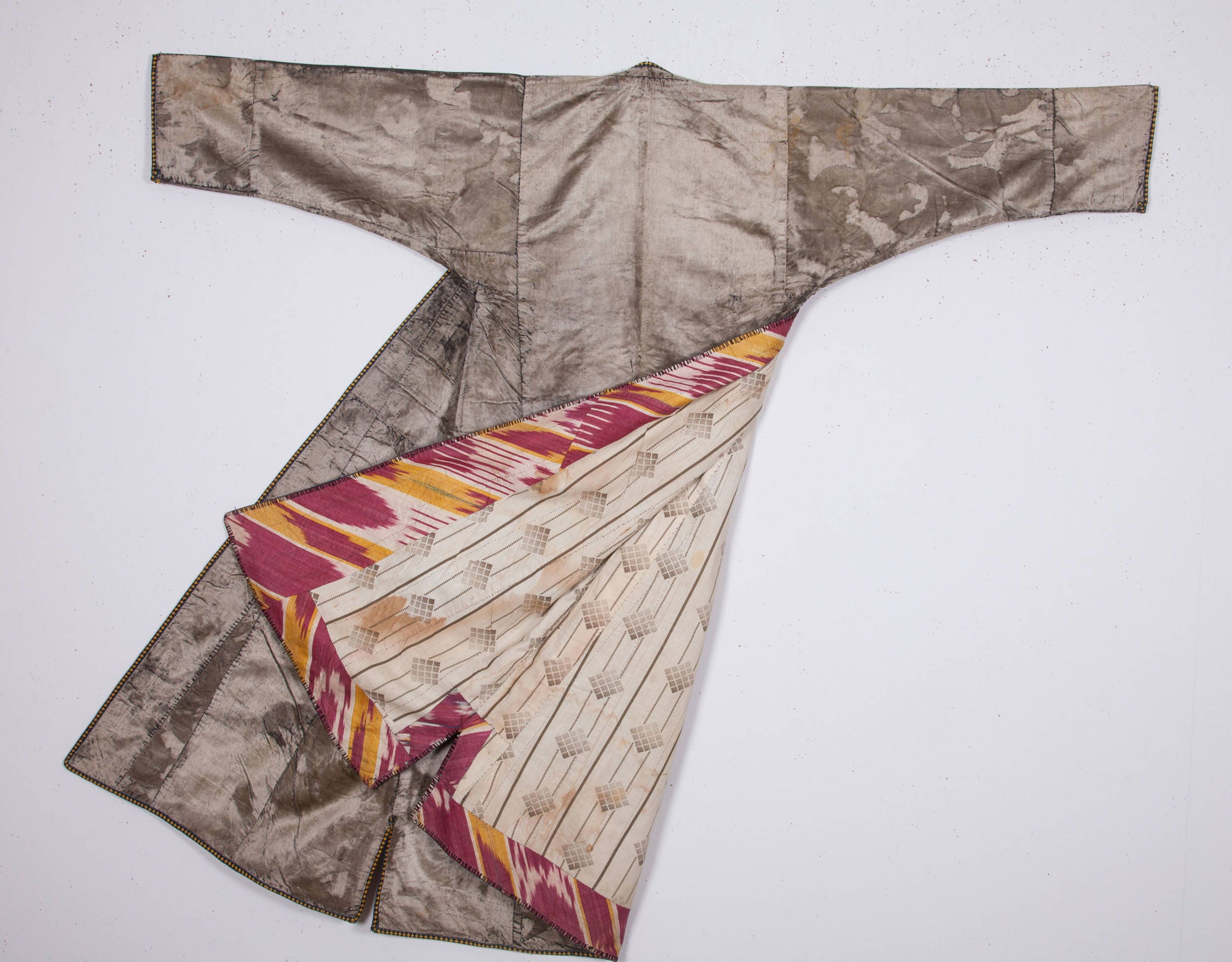 Antique Silver Gray Velvet Chapan With a Wonderful 19th C Printed ...