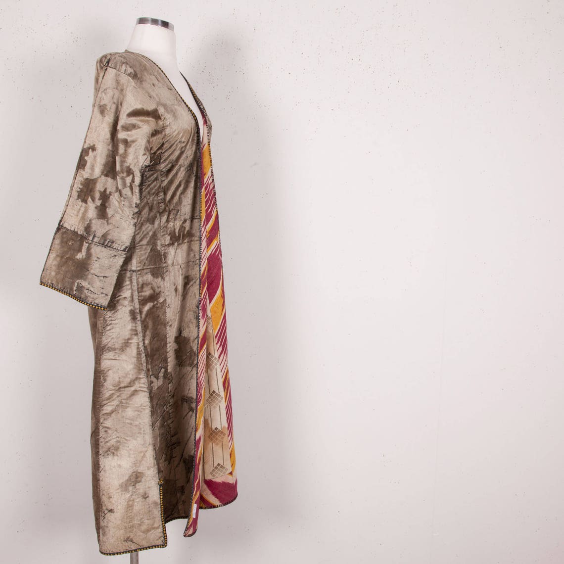 Antique Silver Gray Velvet Chapan With a Wonderful 19th C Printed ...