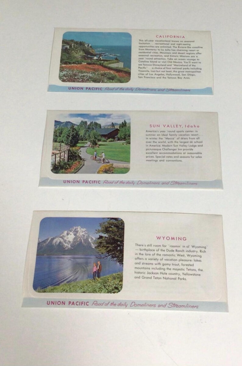 Vintage Union Pacific Railroad Ticket Envelopes - Wyoming, Sun Valley ...