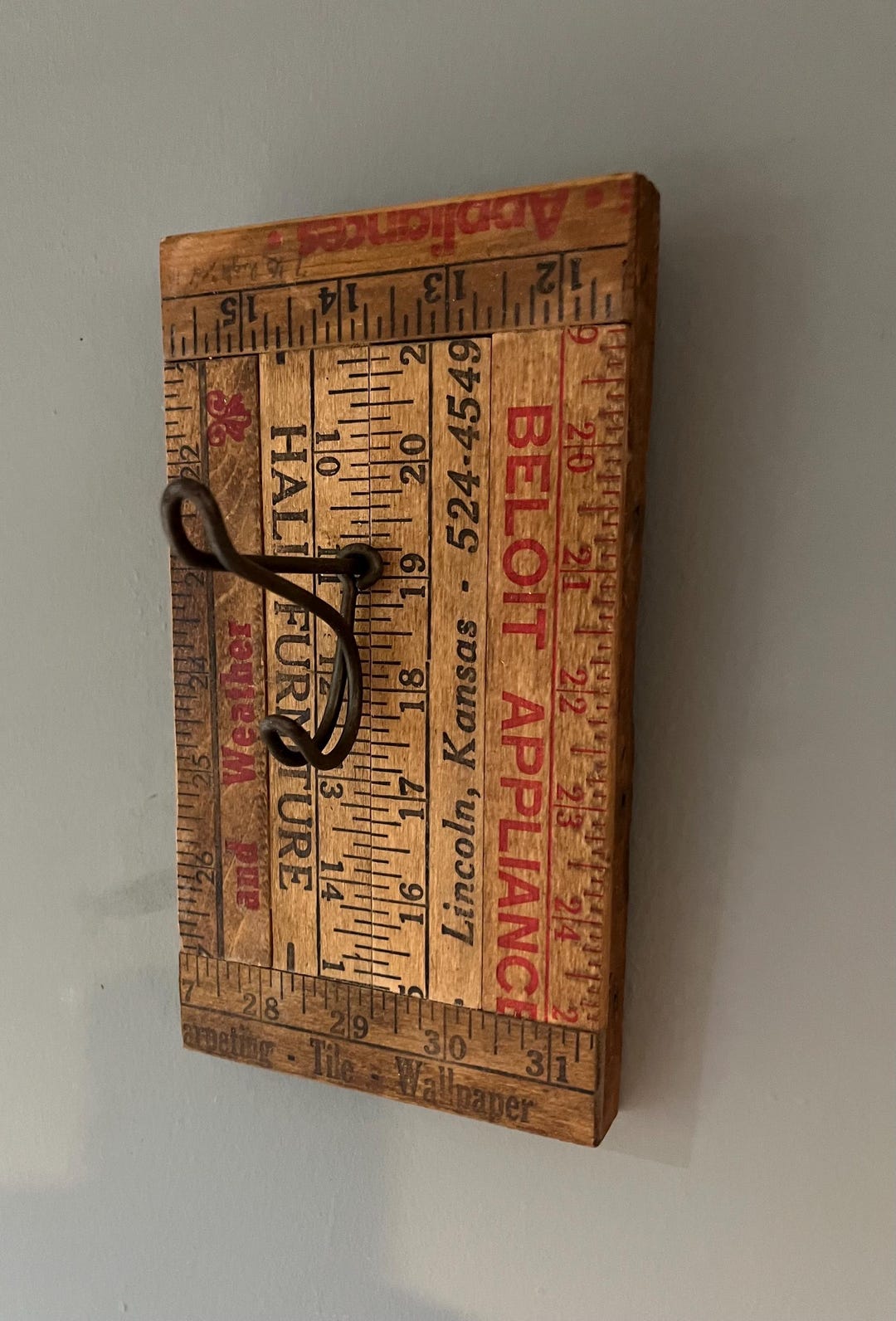 Repurposed Yardstick Wall Hook. - Etsy