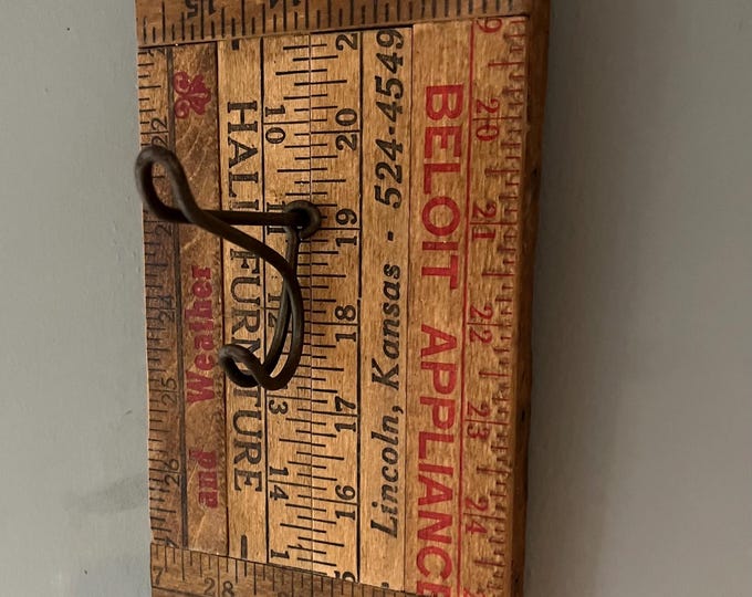 Repurposed Yardstick Wall Hook. - Etsy