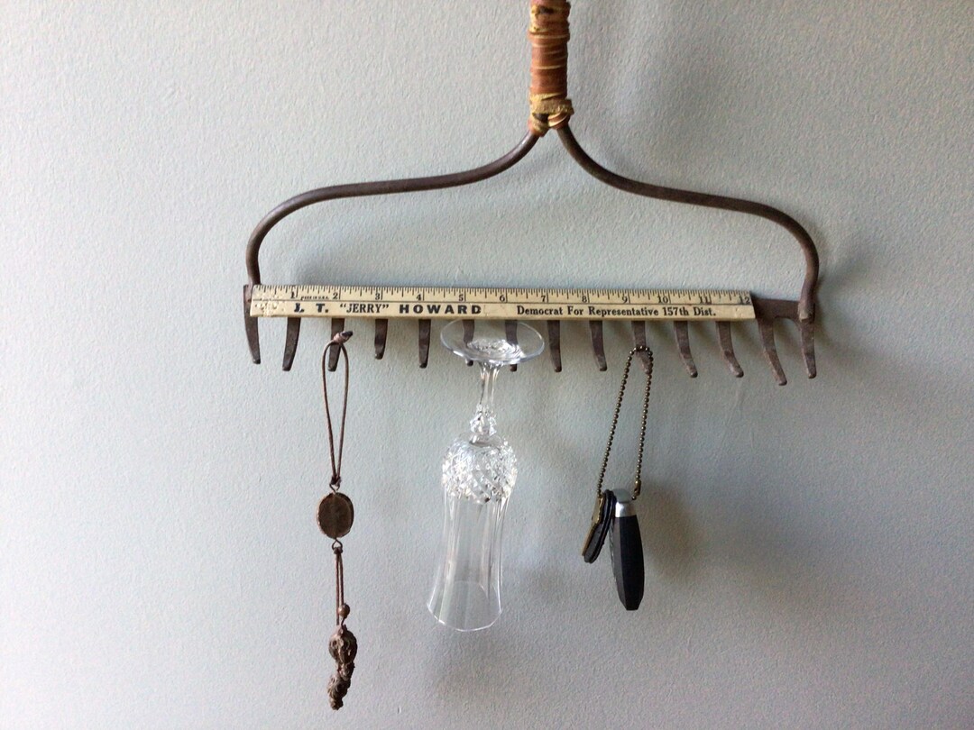 Vintage Garden Rake Head - Jewelery Holder - Wine Glass Holder - Etsy