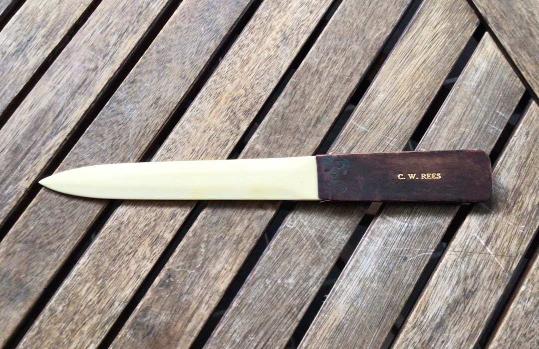 Vintage Bakelite Letter Opener W/brown Leather Handle - Etsy