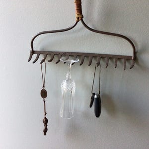 Vintage Garden Rake Head - Jewelery Holder - Wine Glass Holder - Etsy