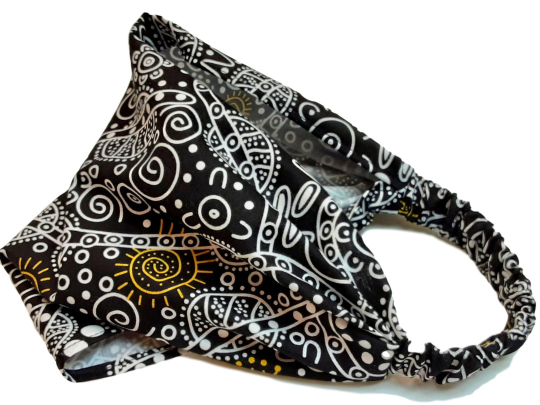 Tribal Black and White Wide Headband, Extra Wide Bandana, Hair Loss ...