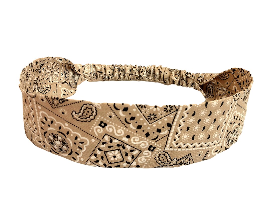 Tan Narrow Headband for Women, Hair Band With Elastic Back, Tan and ...