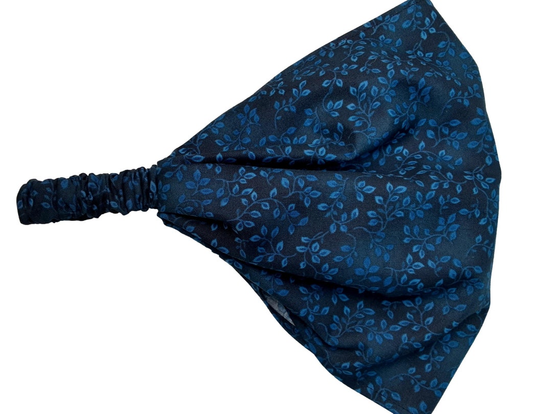 Blue Cotton Head Scarf for Women, Wide Headband for Hair Loss, Food ...