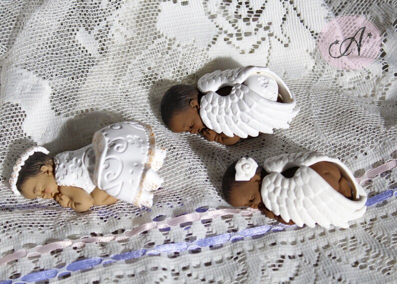 Baby angel Baby figurine fimo baptism cake topper baby cake | Etsy