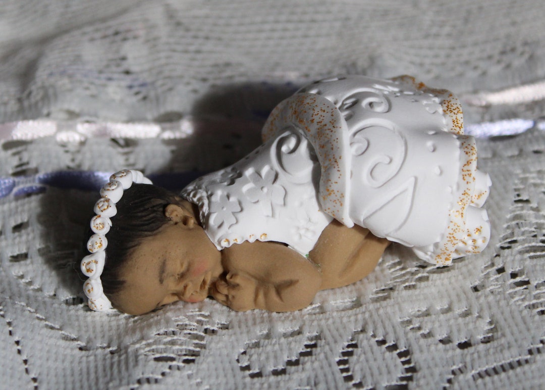 Baby Angel, Baby Figurine Fimo, Baptism Cake Topper, Baby Cake Topper ...