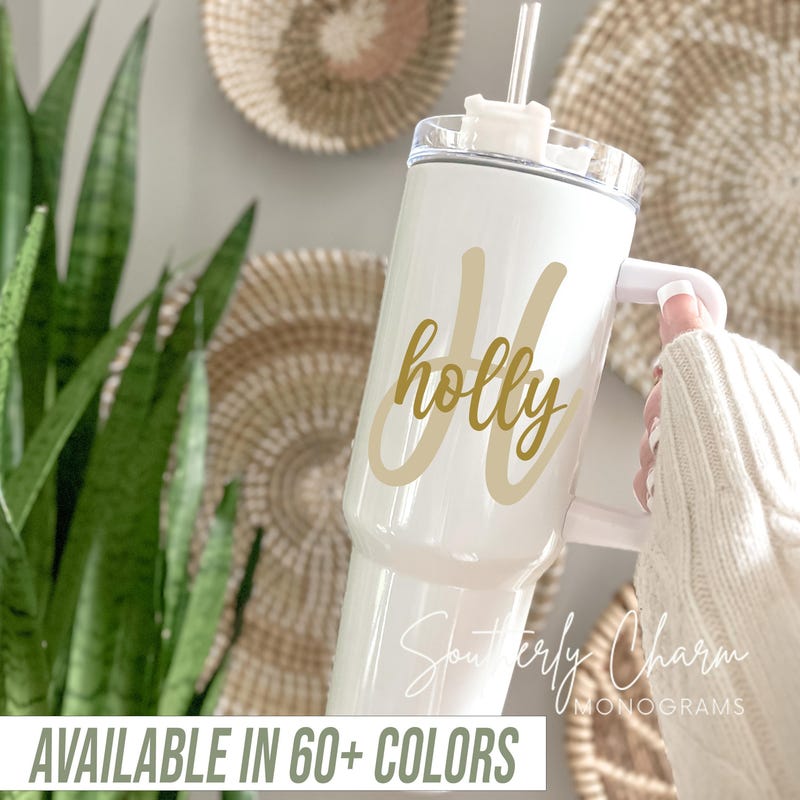 Gold Monogram Stickers for Stanley - Etsy