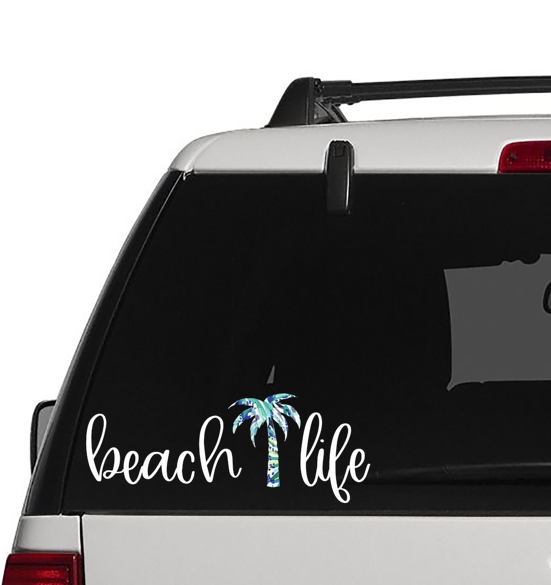 Palm Tree Decal, Beach Life Sticker, Beach Gifts, Laptop Vinyl Decal ...