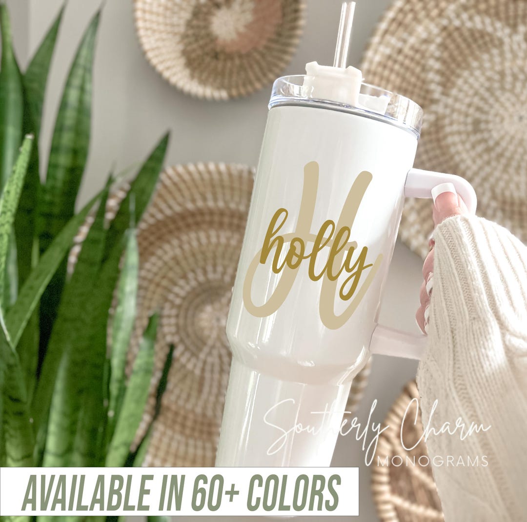 Monogram Name Vinyl Decal Custom Name Sticker Yeti-stanley Cup Decal ...