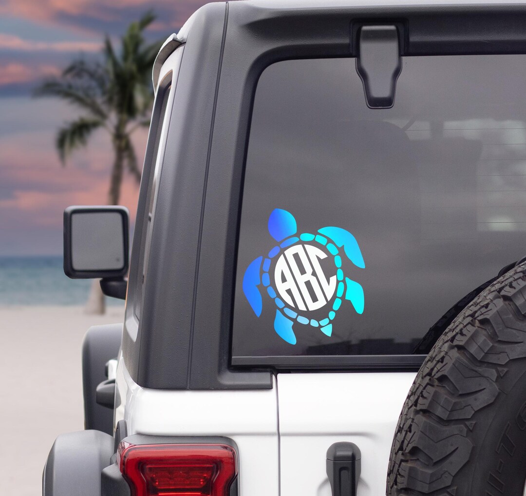 Monogram Sea Turtle Car Decal: Personalized Laptop Sticker, Yeti Cup ...