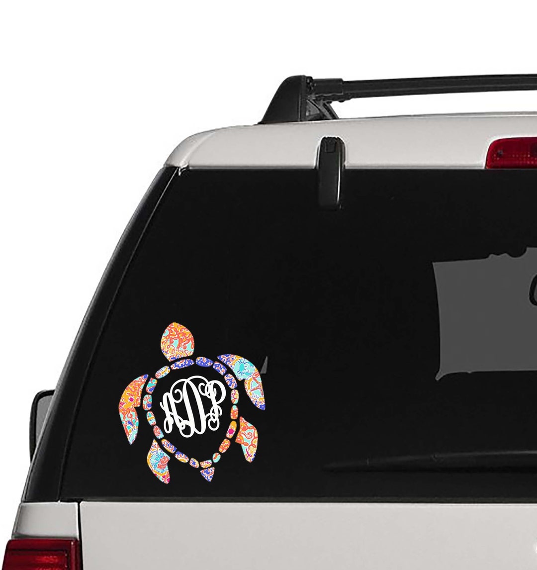 Monogram Turtle Car Decal Sea Turtle Vinyl Sticker - Etsy
