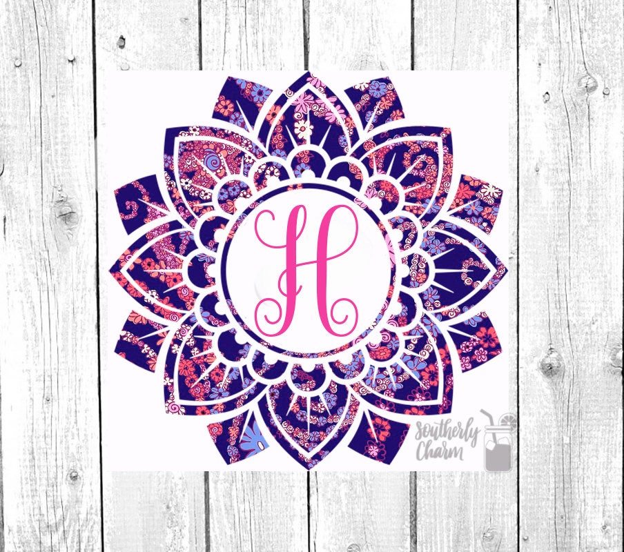 Mandala Monogram Decal Flower Mandala Car Decal Mandala | Etsy