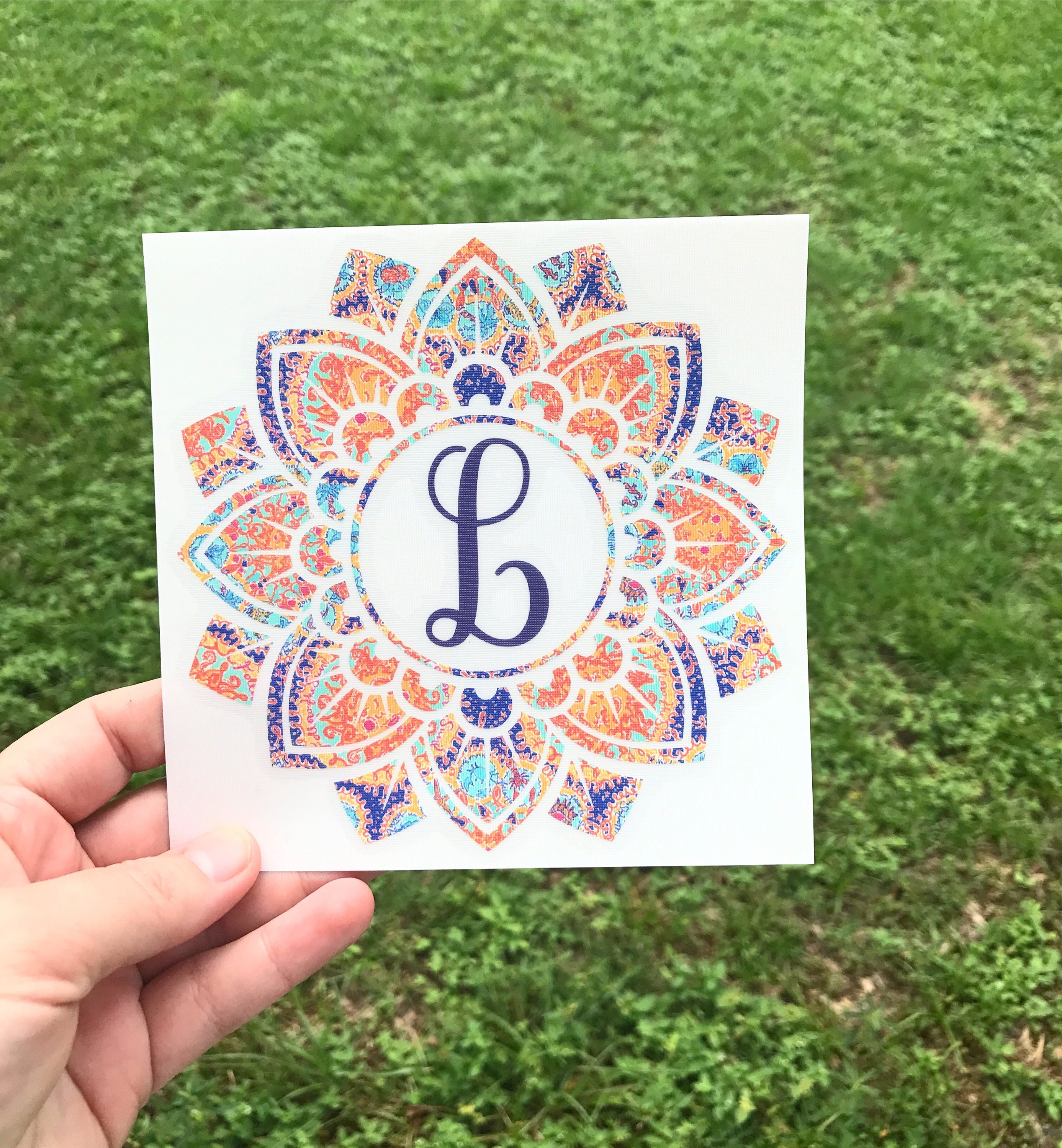 Mandala Monogram Decal Flower Mandala Car Decal Mandala - Etsy