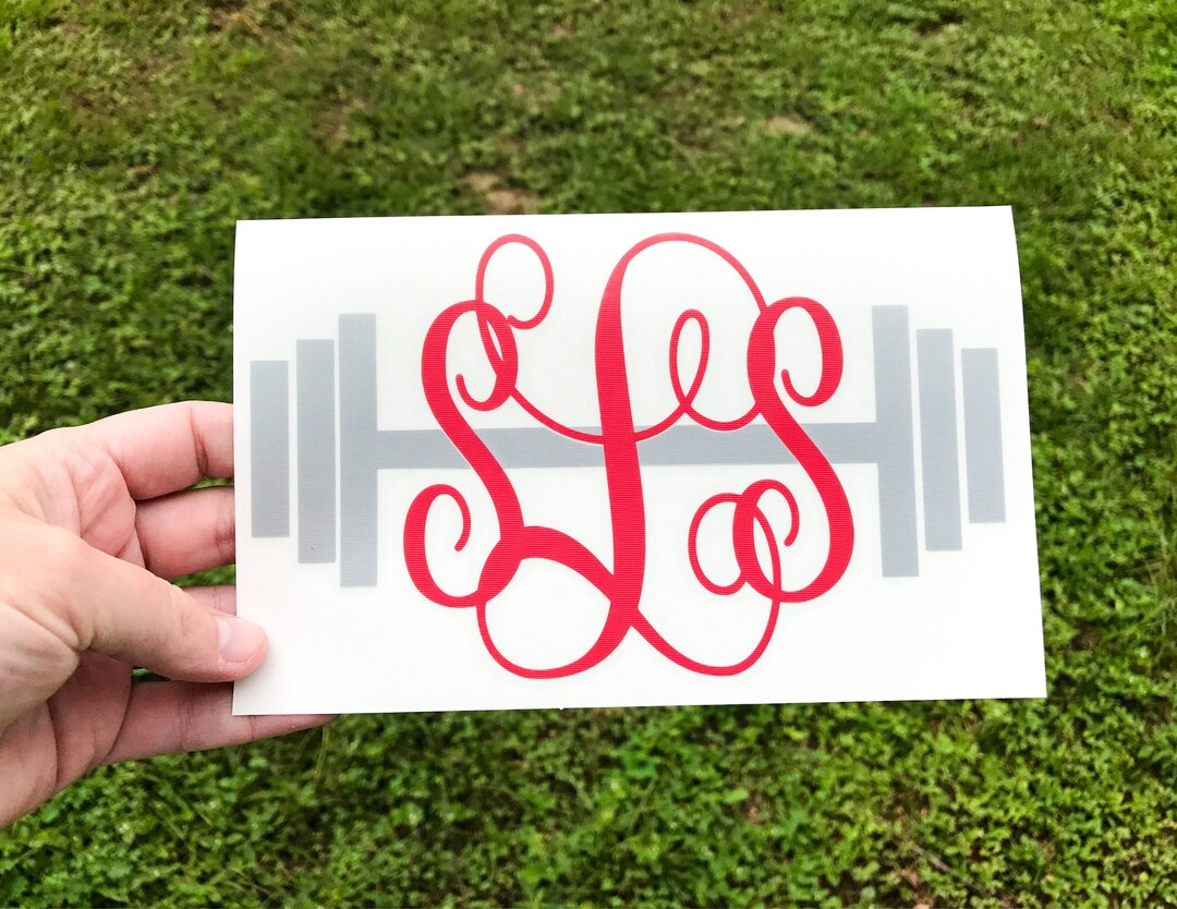 Barbell Monogram Decal - Fitness Sticker - Yeti Cup Decal - Fitness ...