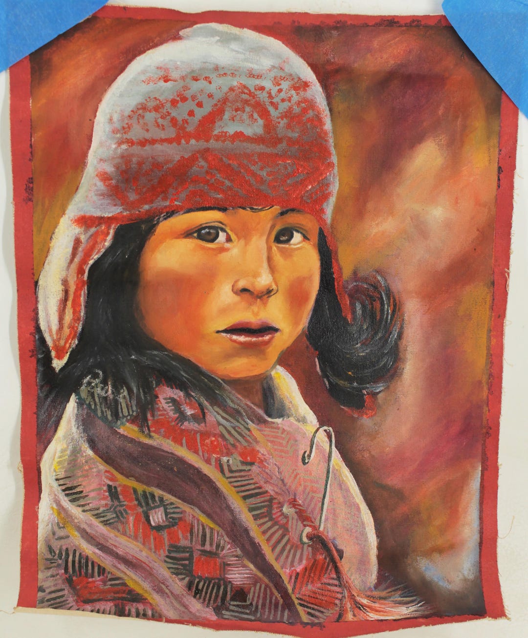 Original Oil Painting on Canvas of a Lovely Peruvian Girl 10 X 12 - Etsy