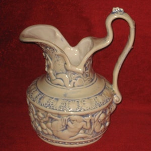 Vintage Art Pottery Pitcher, Beautiful Mermaids & Mermen, Outer Banks ...