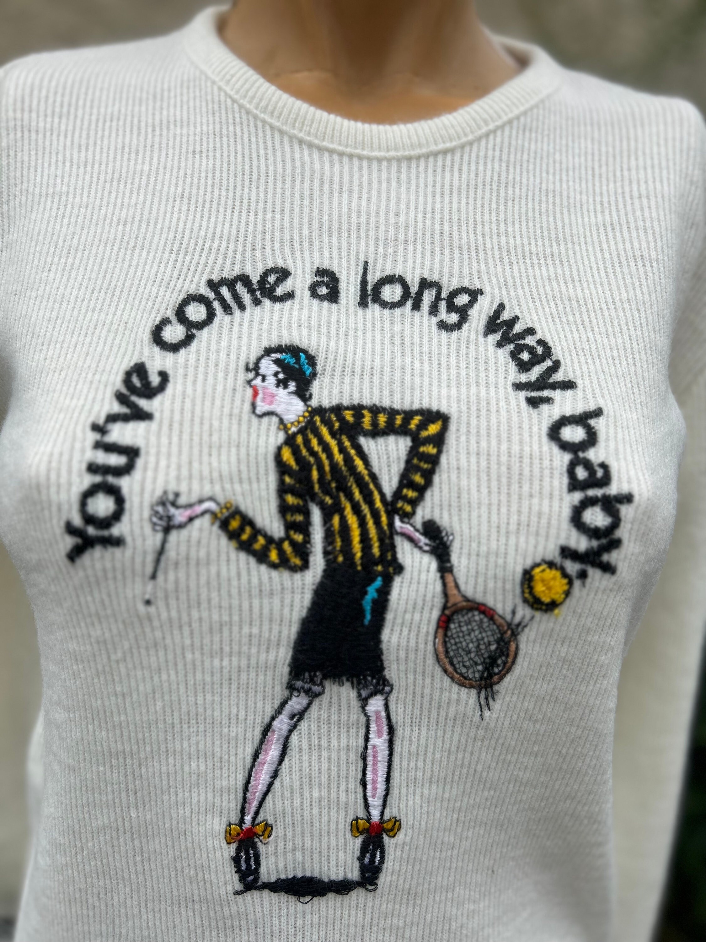Vintage 1970s Virgina Slims Tournament Sweater Flapper Smoking - Etsy