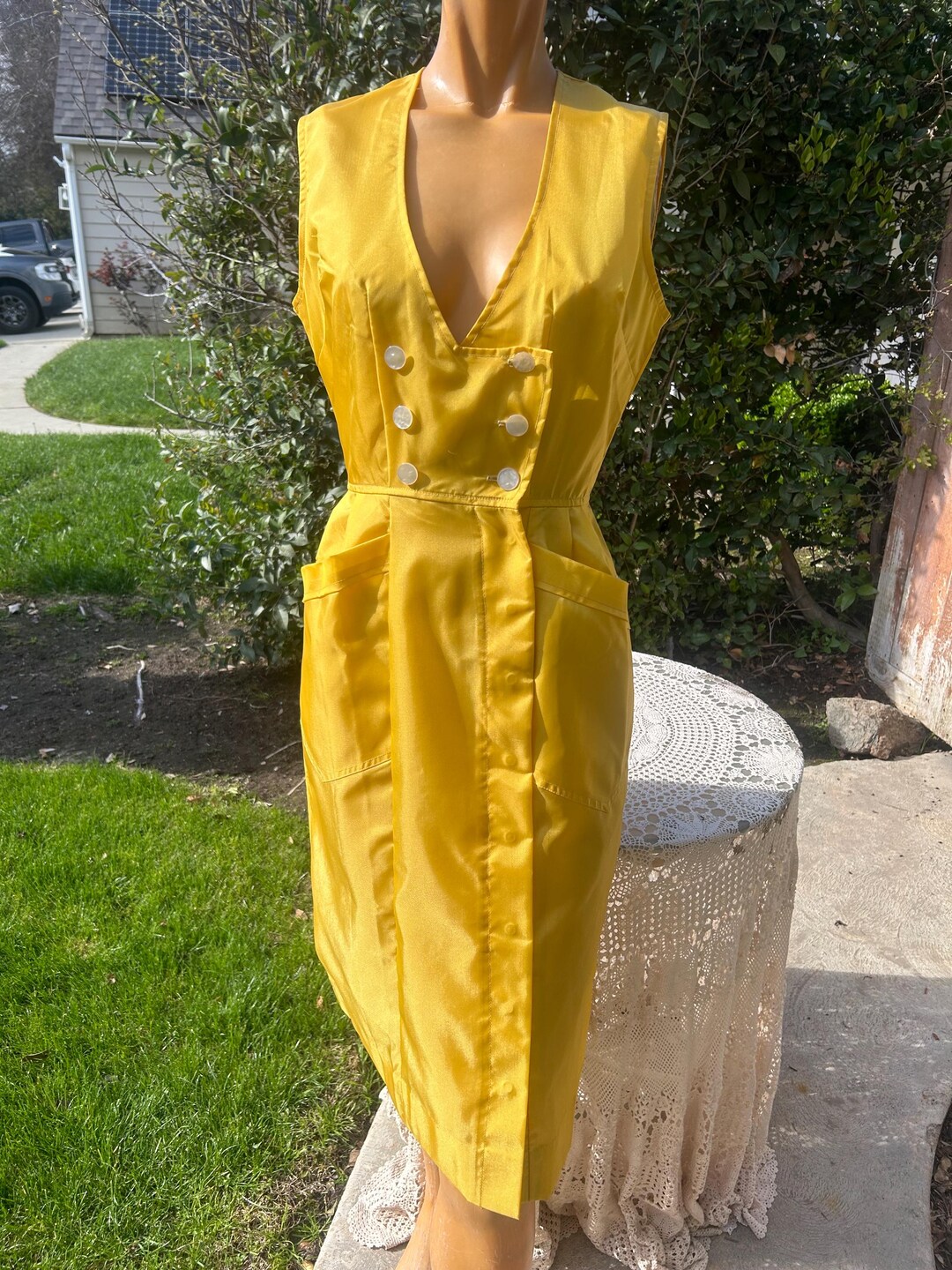 Vintage 1940s- 50s New Old Stock Golden Yellow Waitress Water Proof ...