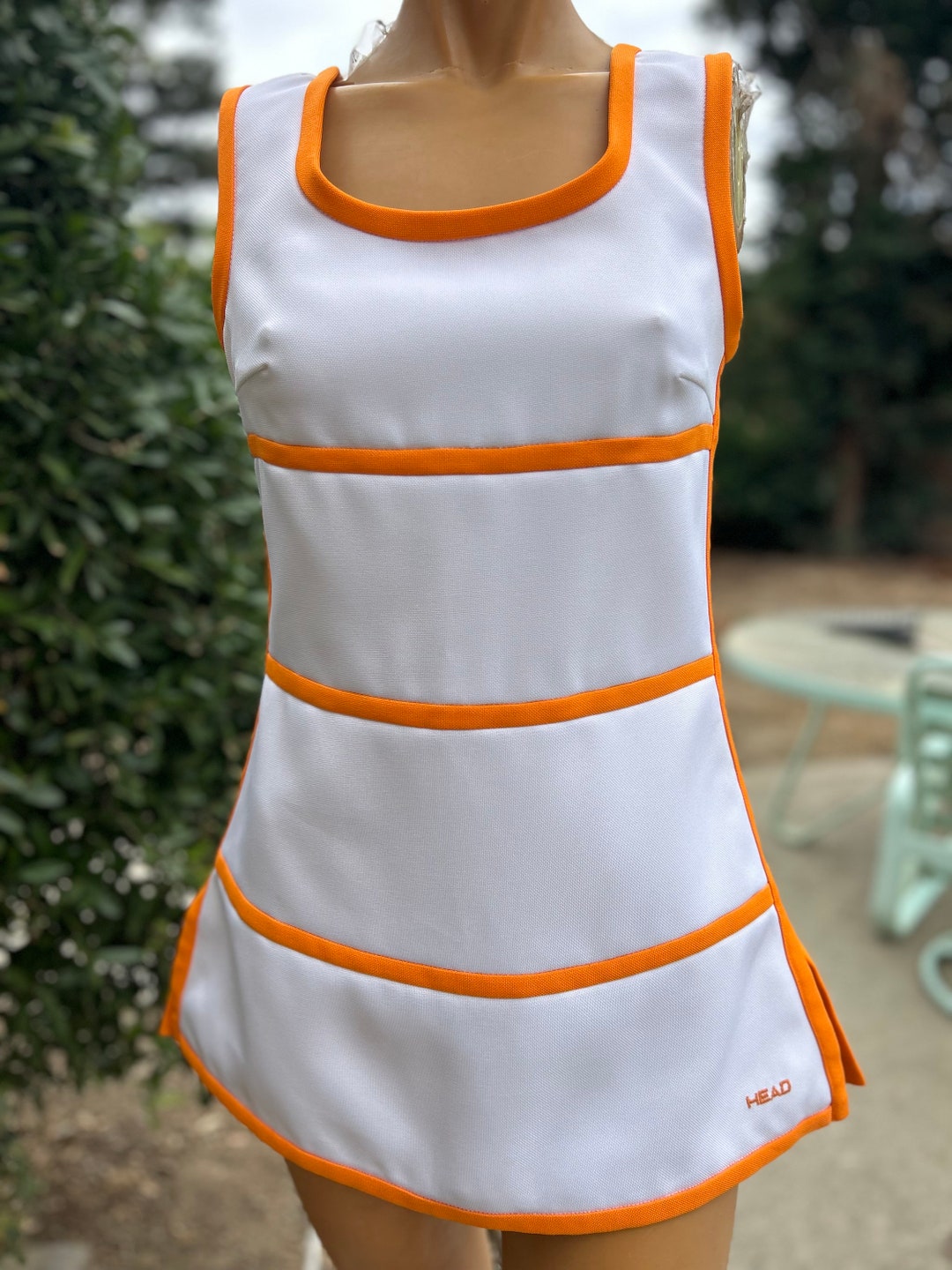 Vintage 1970s Head Tangerine Orange Color Block Polyester Tennis Dress ...