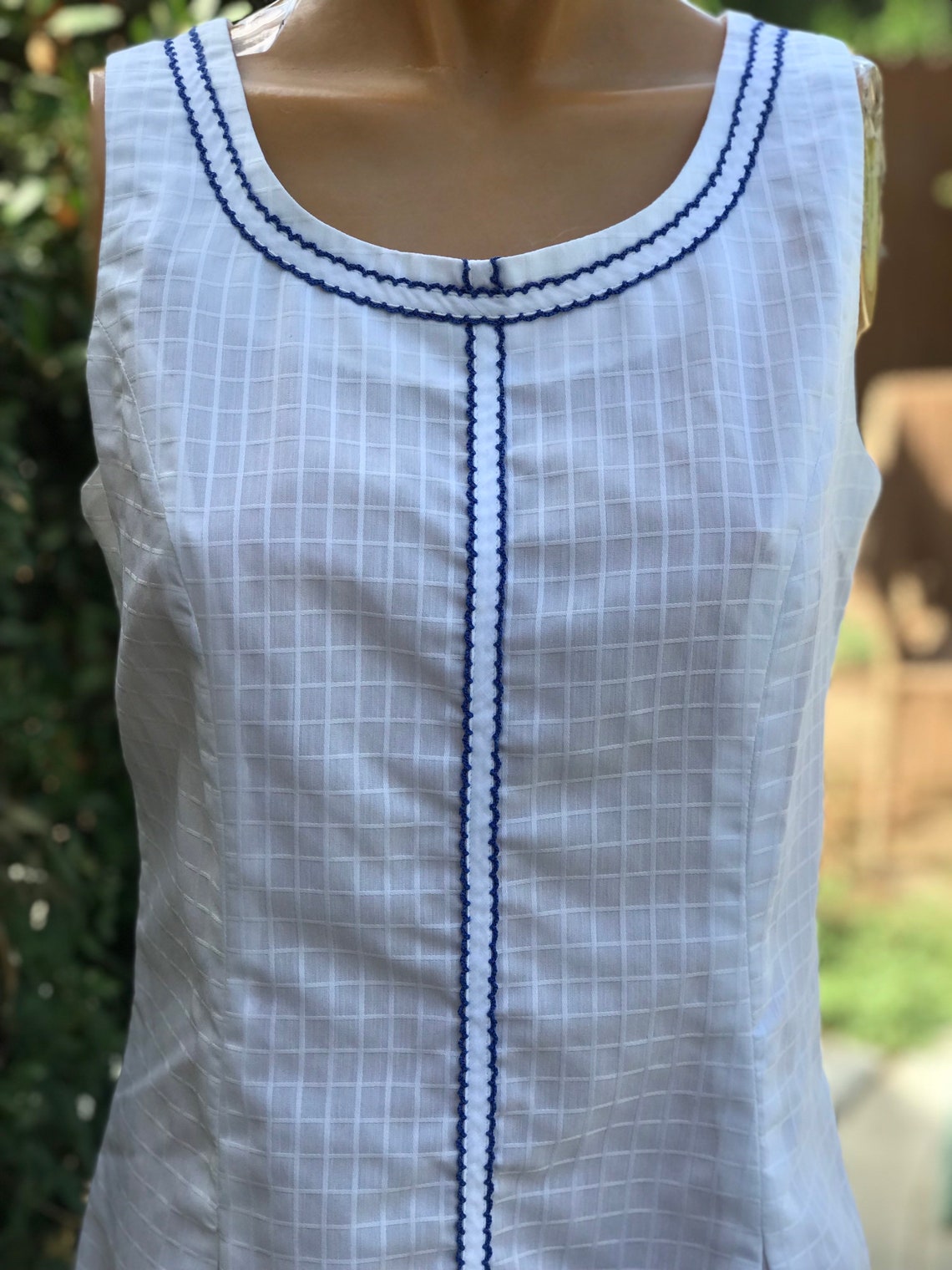 Vintage 1970s June Marks Cotton Poly Tennis Dress W Blue Trim - Etsy