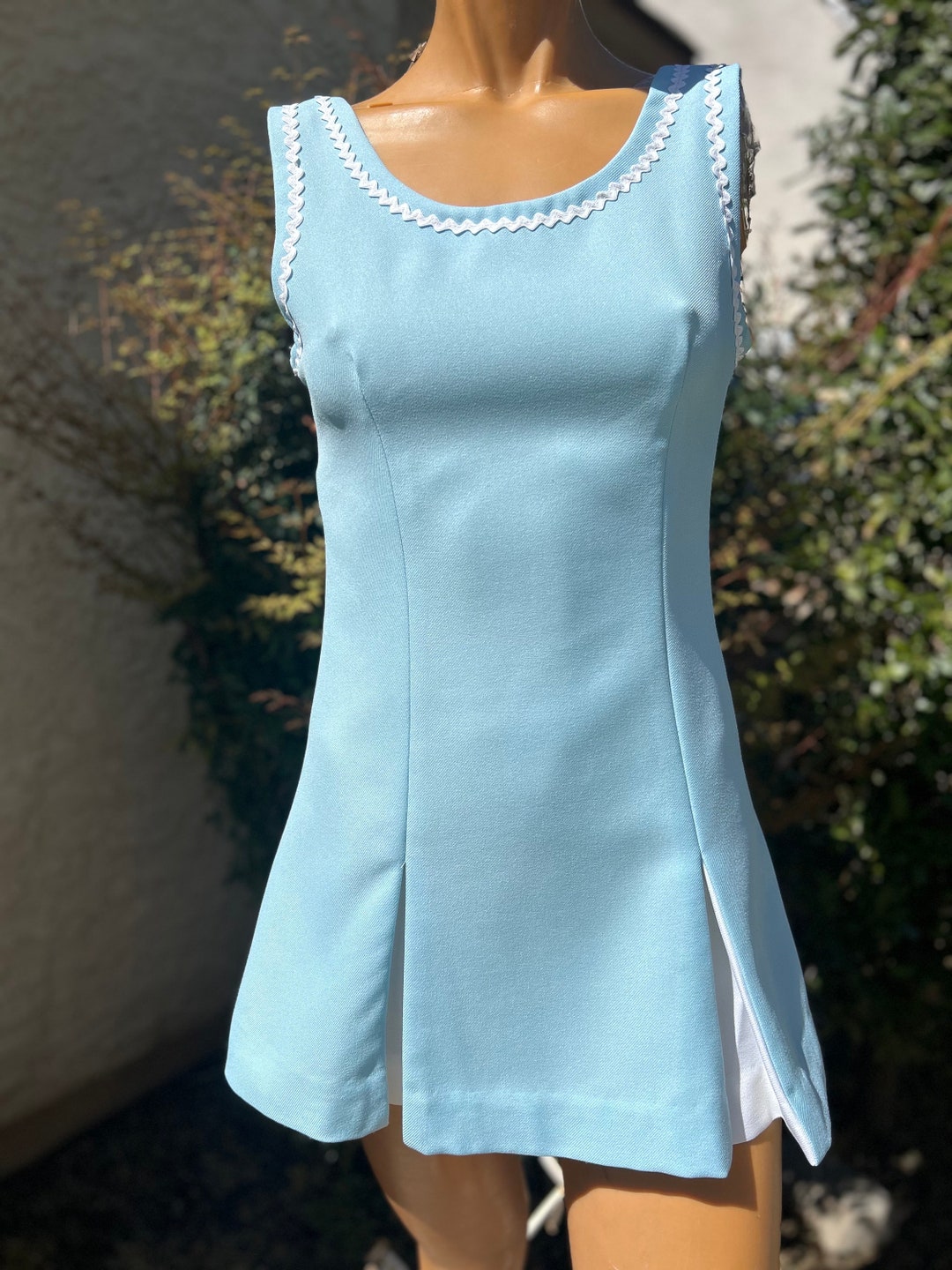 Vintage 1970s Court One Brand Baby Blue Polyester Tennis Dress W White ...
