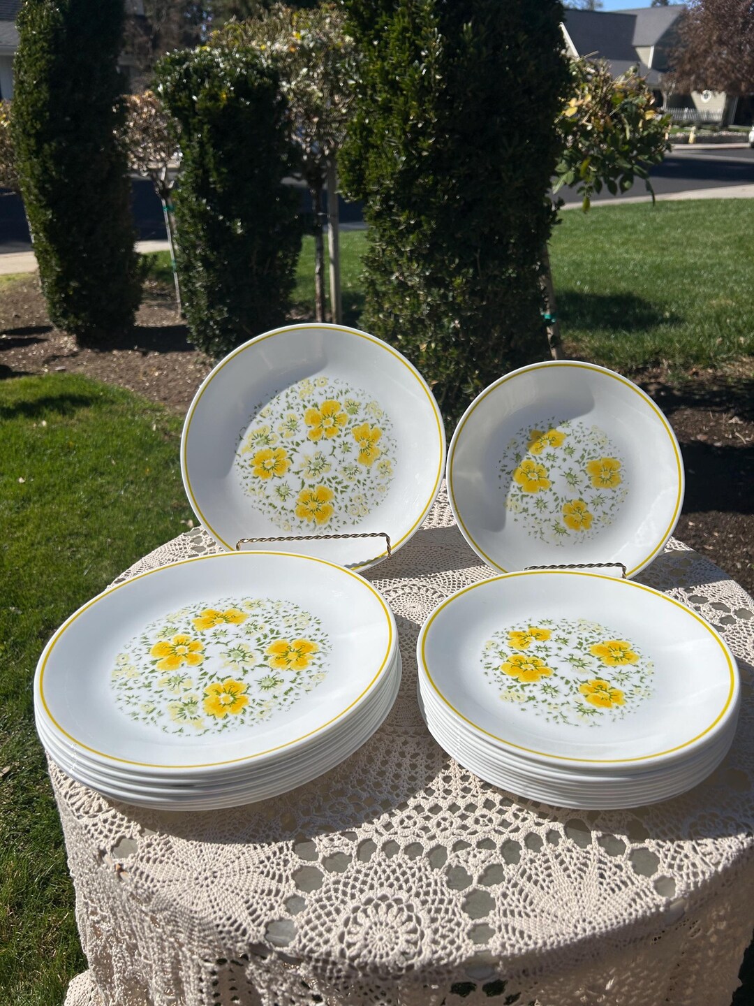 Corning Ware Corelle “april Showers” Dinner Plates & Salad Plates Sold ...