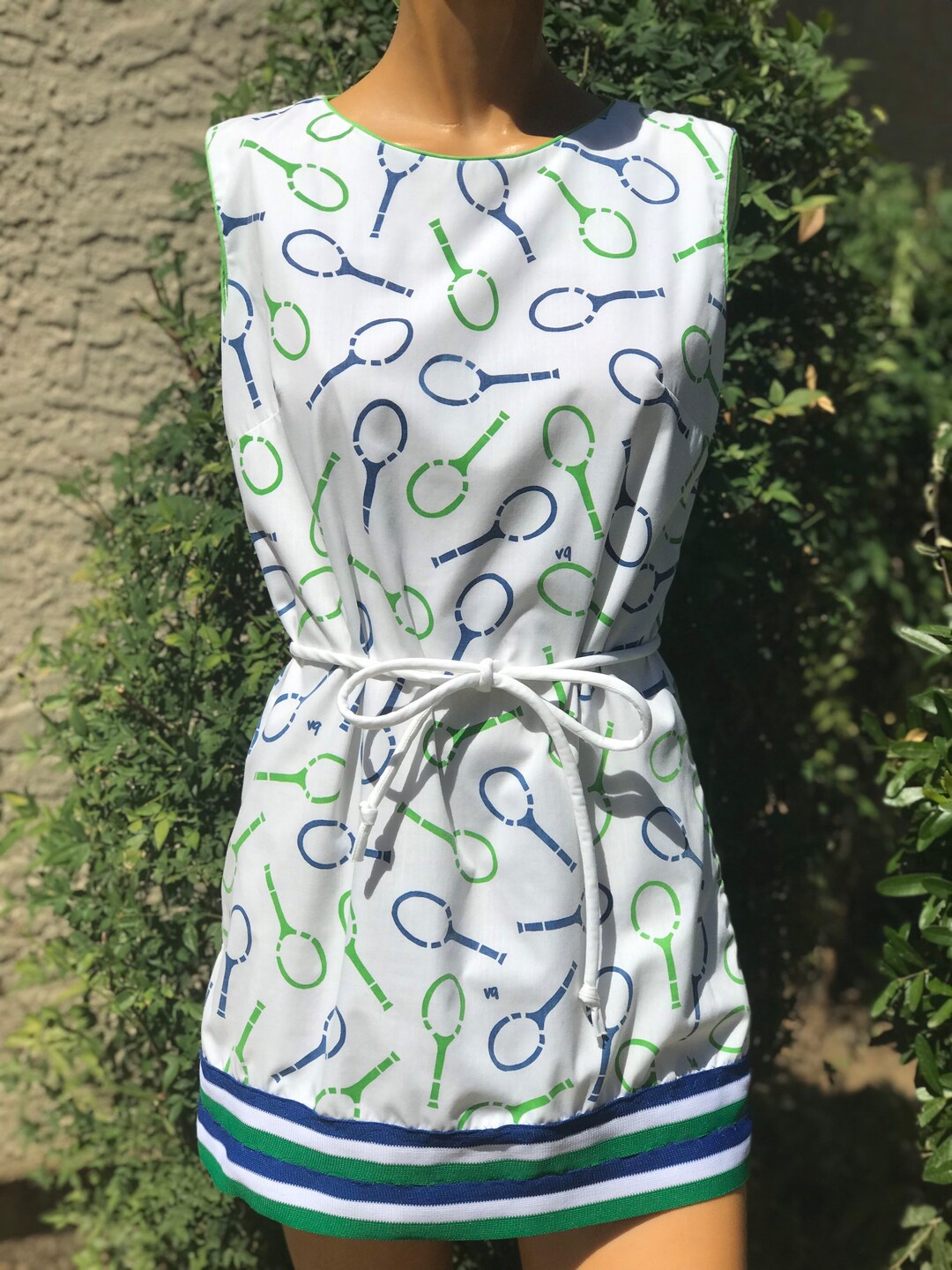 Vintage 1970s the Vested Gentress Brand Tennis Dress W Tennis Racquets ...