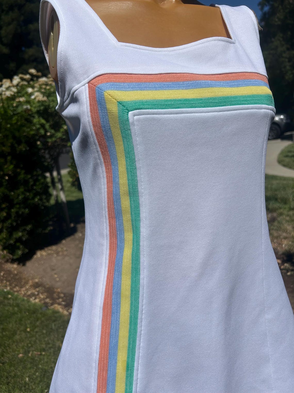Vintage 1970s Berk Ace Brand White Polyester Tennis Dress W Pastel ...