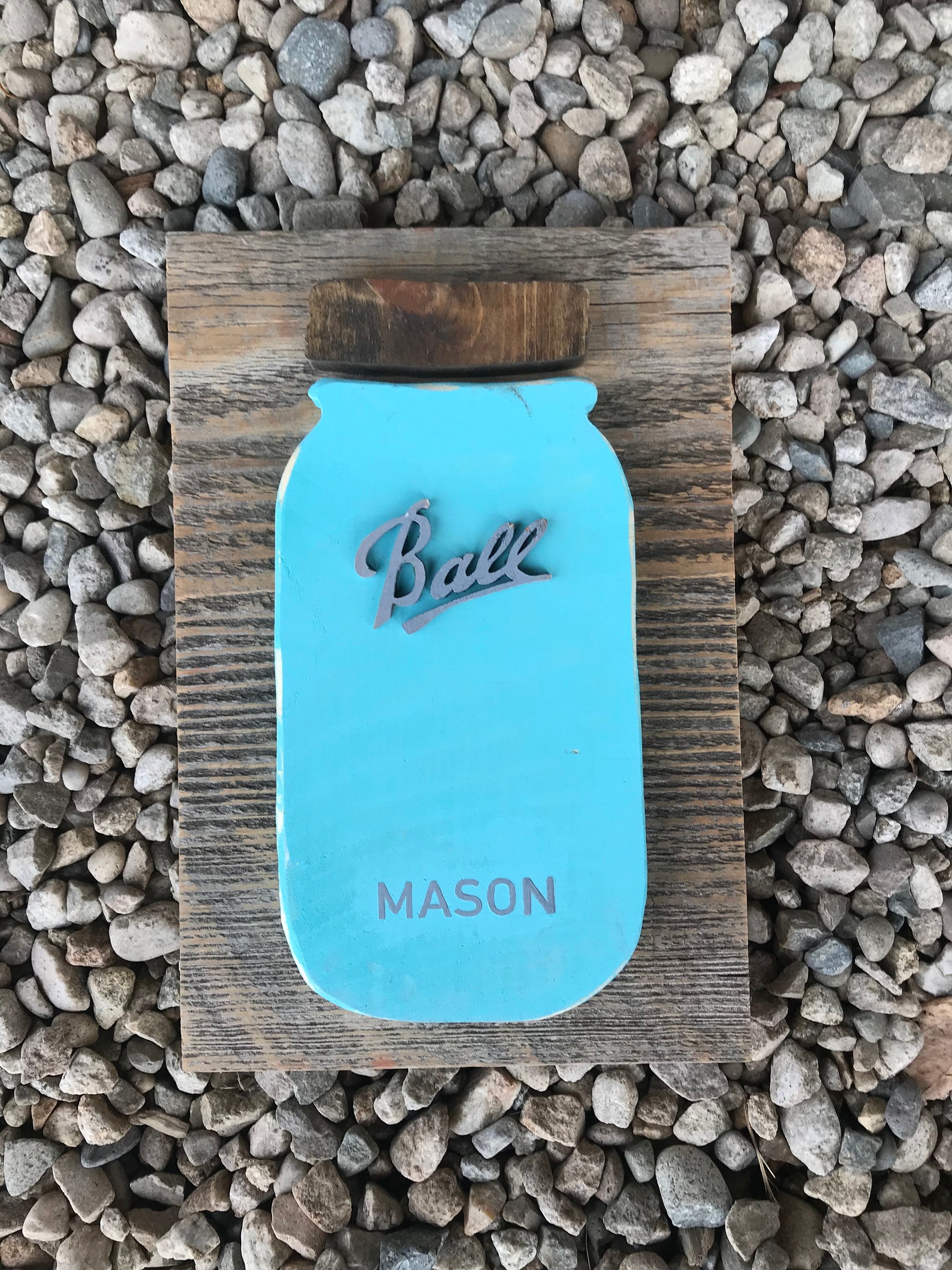 Ball Mason Jar Wooden Sign Hand Cut Hand Painted Mason Jar on Reclaimed ...