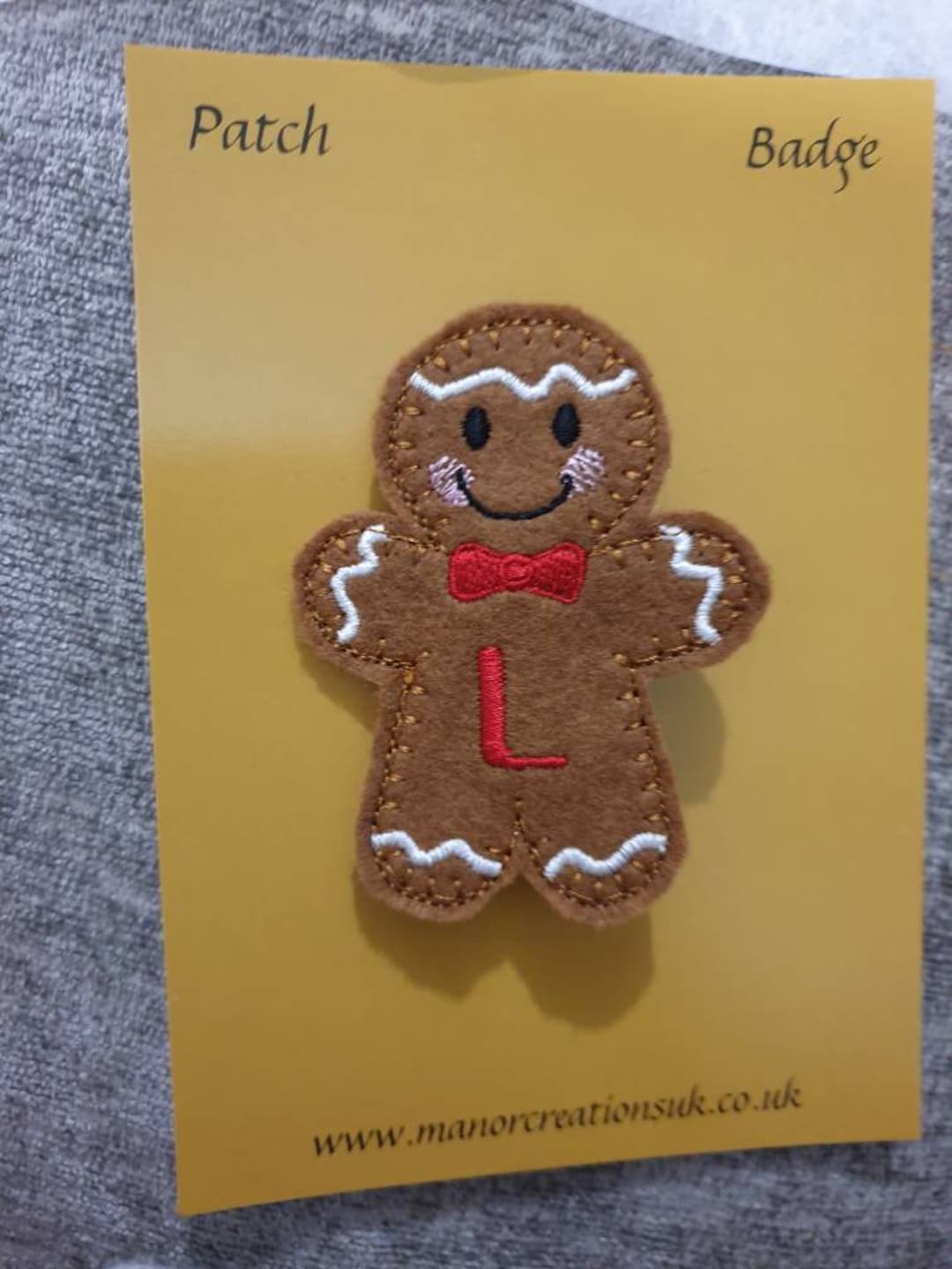 Gingerbread Man Pin Badge With Initial - Etsy