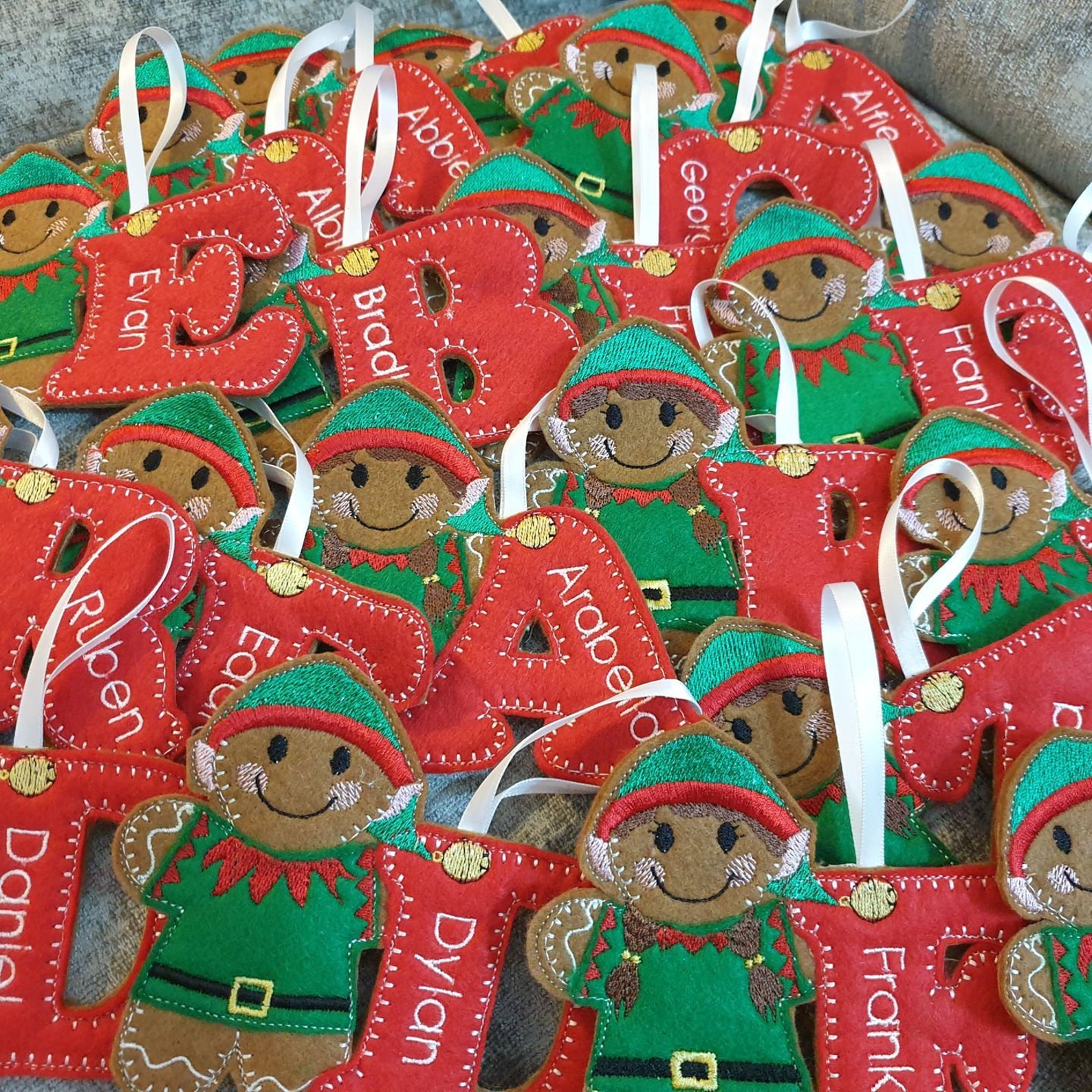 Elf Tree Decoration- Elf Alphabet Decoration- Personalised Christmas ...