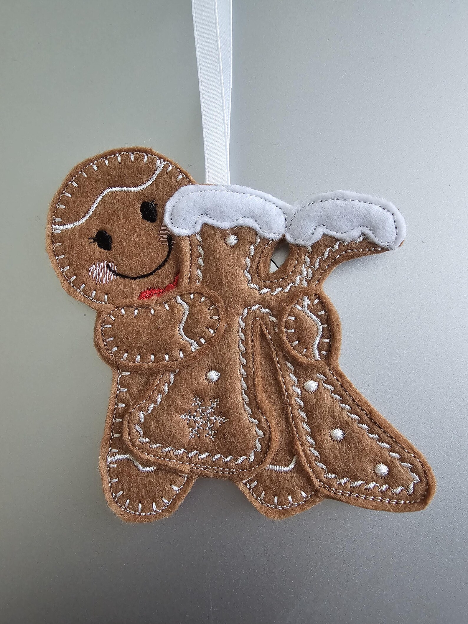 Personalized Gingerbread Felt Christmas Tree Decoration, Embroidered ...
