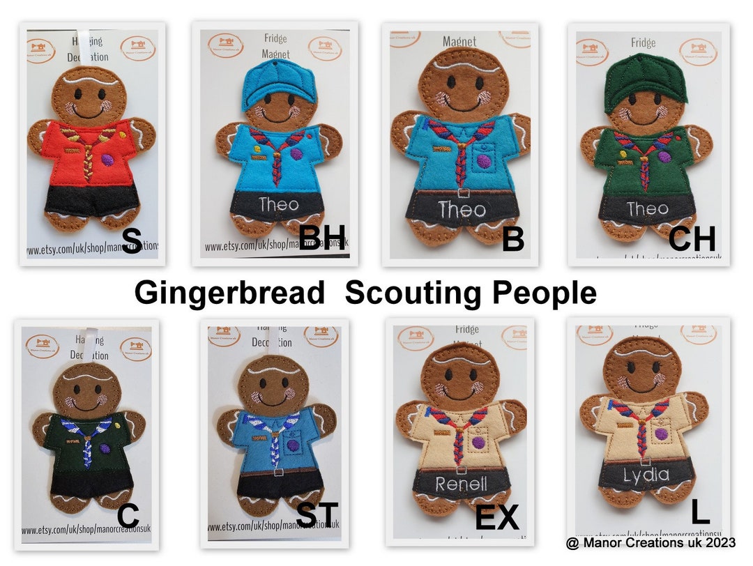Gingerbread Boys Scouting Hanging Decoration, Sew on Badge, Keyring ...