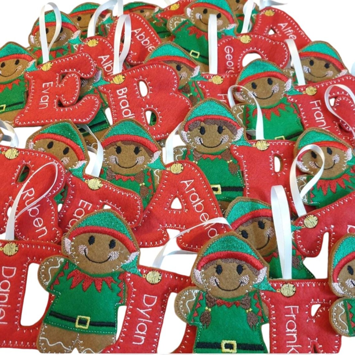 Elf Tree Decoration- Elf Alphabet Decoration- Personalised Christmas ...