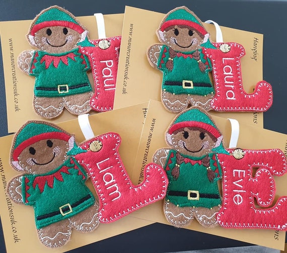 Elf Tree Decoration Elf Alphabet Decoration Personalised - Etsy