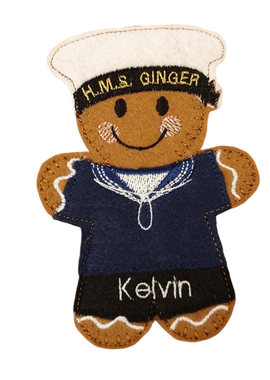 Personalized Felt Naval Gingerbread Man, Hanging Decoration, Keyring - Etsy