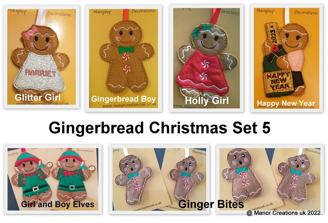 Christmas Gingerbread Men Set 5 Hanging Decoration Ornaments - Etsy