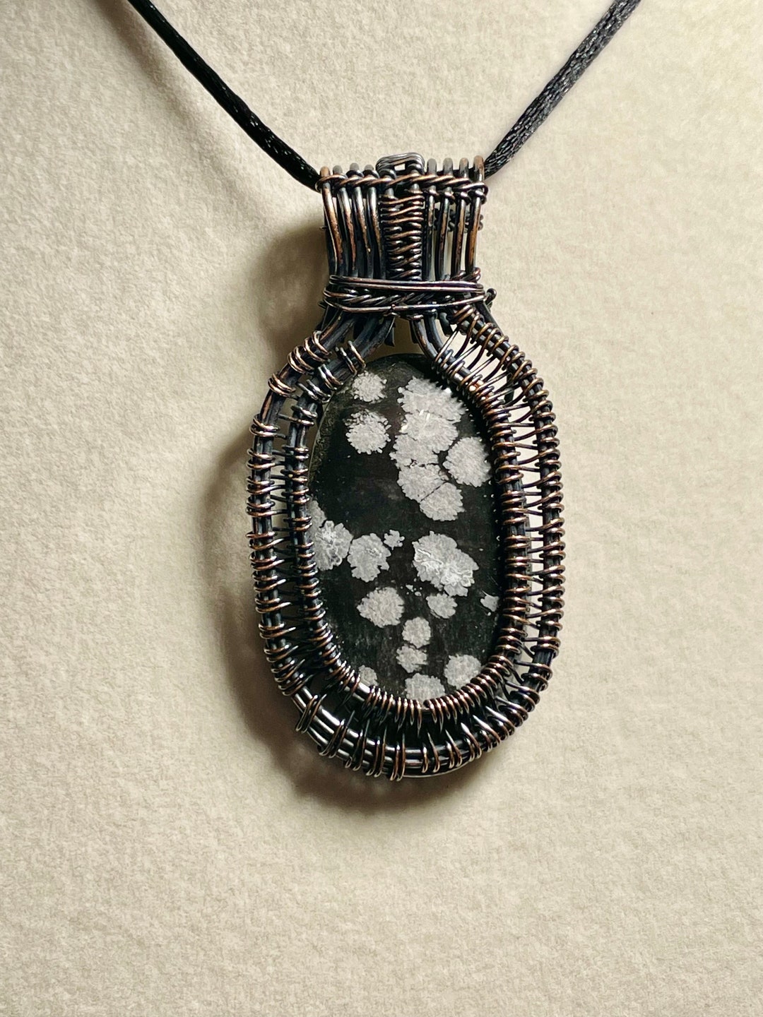 Obsidian Gemstone Handmade Copper Wire Wrapped Jewelry Pendant - Etsy
